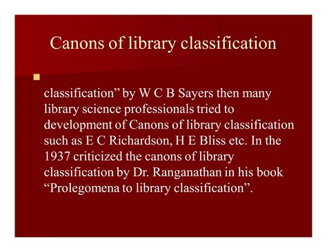 Canons Of Library Classification Pptx