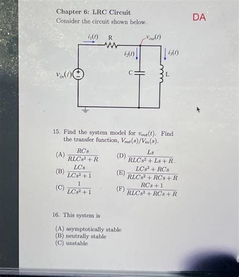 Solved Chapter LRC Circuit Consider The Circuit Shown Chegg Com