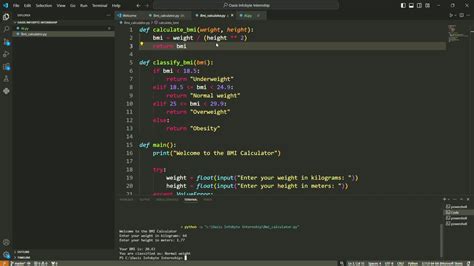utkarsh dhande on linkedin internshipexperience pythonprogramming bmicalculator oasisinfobyte…