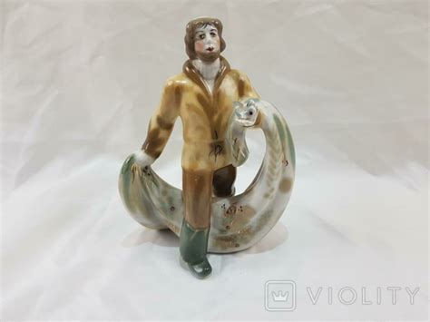 Фарфоровая статуэтка фигурка рыбак с неводом Полонное ЗХК фарфор СССР 114112730 купити Violity