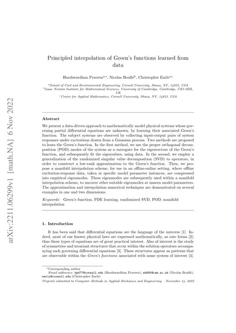 Pdf Principled Interpolation Of Greens Functions Learned From Data