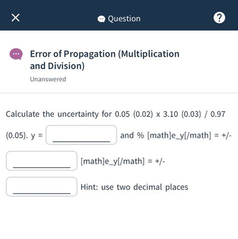 Solved Question Error Of Propagation Multiplication And