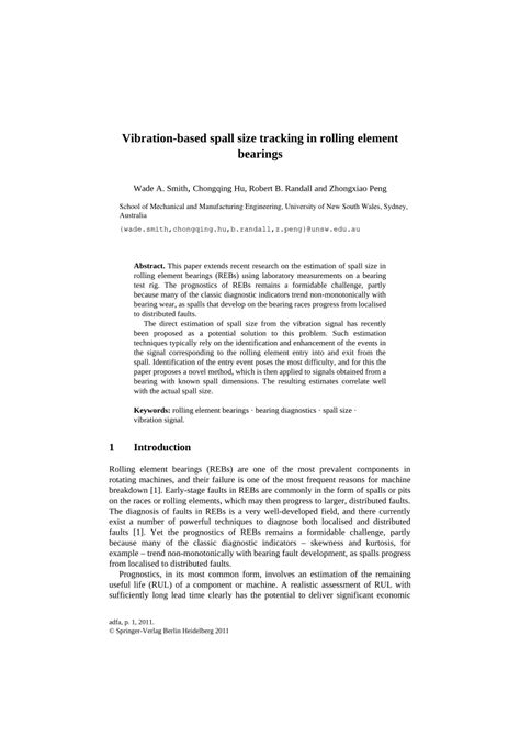 pdf vibration based spall size tracking in rolling element bearings