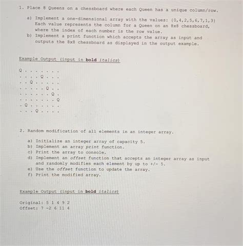 Solved 1 Place 8 Queens On A Chessboard Where Each Queen