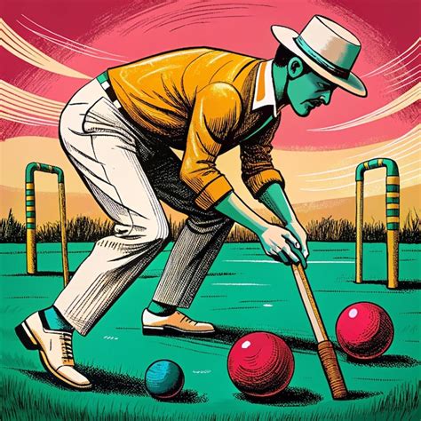 A Drawing Of A Man Playing Ping Pong With A Hat On Premium Ai Generated Image