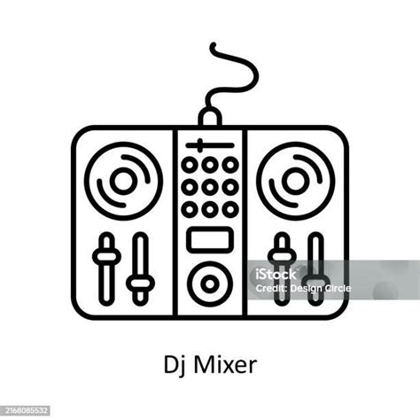 디제이 믹서 벡터 개요 아이콘 디자인 일러스트 레이 션 흰색 배경에 음악 장비 기호 Eps 10 파일 Dj에 대한 스톡 벡터 아트 및 기타 이미지 Istock