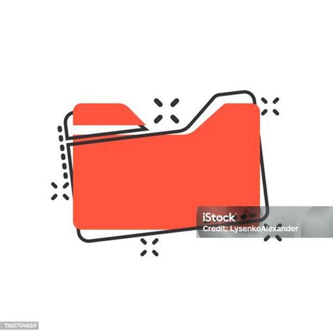 만화 스타일의 파일 폴더 아이콘입니다 문서 는 흰색 고립 된 배경에 벡터 만화 그림을 보관합니다 스토리지 스플래시 효과 비즈니스 개념입니다 개념에 대한 스톡 벡터 아트 및