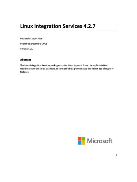 Linux Integration Services V4 2 7 Pdf Hyper V Linux