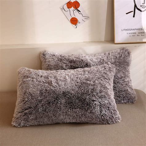 Xege Faux Fur Throw Pillow Cases Plush Shaggy Ultra Soft