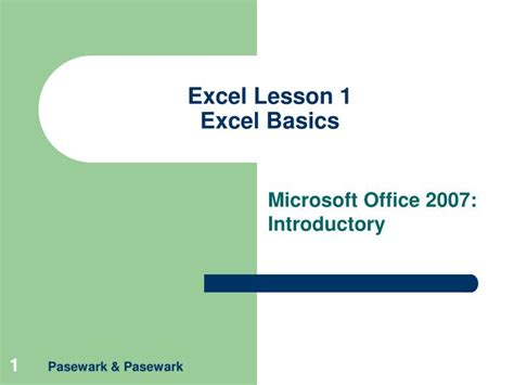 ppt excel lesson 1 excel basics powerpoint presentation free download id 16170