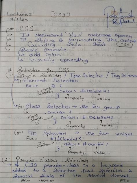Lecture5 Css Basic Notes By Priyansh Pdf