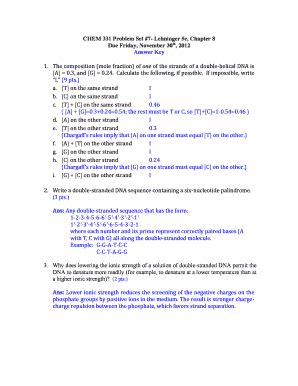 Fillable Online CHEM Problem Set Lehninger E Chapter Fax Email Print PdfFiller