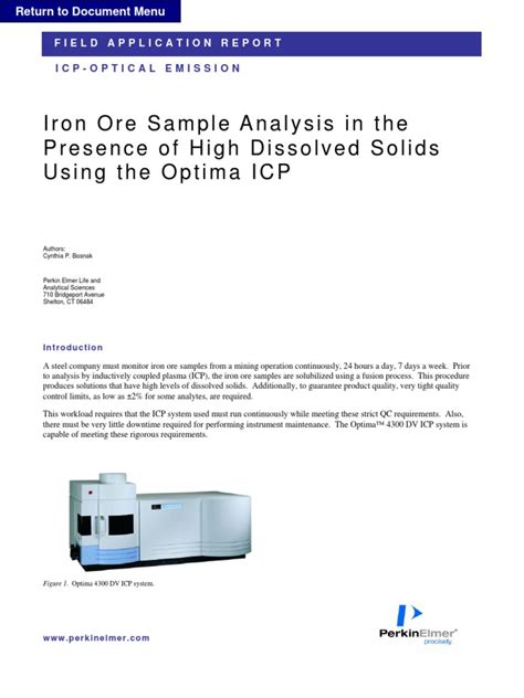 Iron Ore Sample Analysis In The Presence Of High Dissolved Solids Using