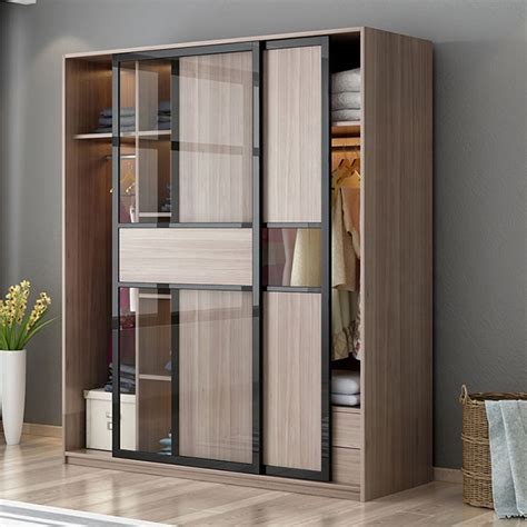 Armoire Glass Wooden 3 Doors European Corner System Sliding Profile
