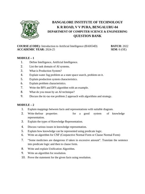 Ai Question Bank Module1 2 Updated Pdf