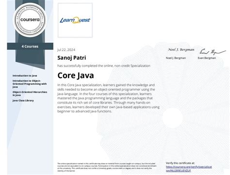 🚀excited To Share That I Have Successfully Completed The Core Java Specialization On Coursera 🎓