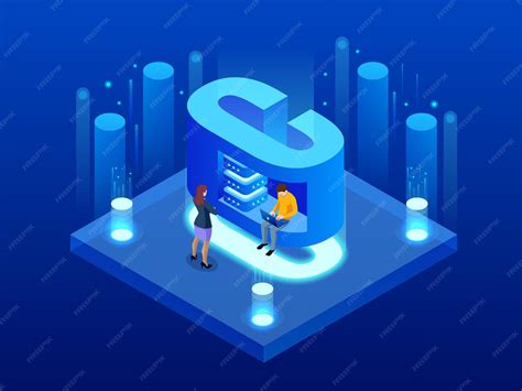 Visualisation Big Data Abstraite De Vecteur Isométrique Conception De Lettre C Futuriste