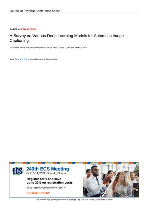 Pdf A Survey On Various Deep Learning Models For Automatic Image Captioning