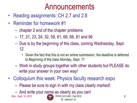 Ppt Phys 3313 Section 001 Lecture 4 Powerpoint Presentation Free