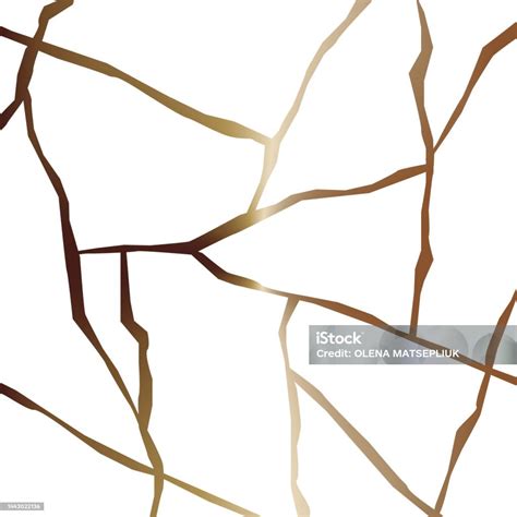 흰색 배경에 청동 Kintsugi 균열 벡터 패턴입니다 정사각형 질감 깨진 대리석 고급 돌 패턴 효과 Craquelure에 대한 스톡 벡터 아트 및 기타 이미지 Istock