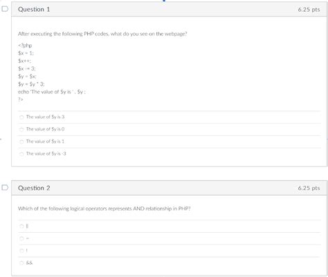 Solved Question 1 6 25 Pts After Executing The Following PHP Chegg Com