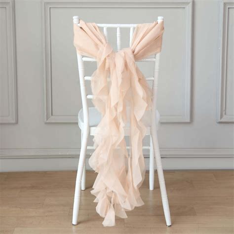 Chiffon Curly Chair Sash Nude Tableclothsfactory