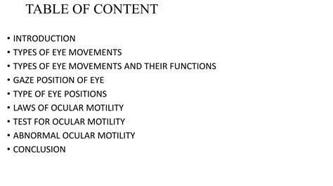 Ocular Motility Ocular Movement Of The Eye Pptx