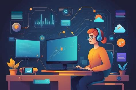 Premium Ai Image Pair Programming Concept Illustration