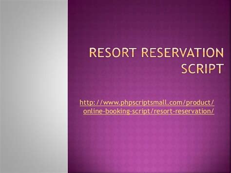 Resort Reservation Script