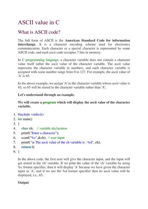 SOLUTION Ascii Value In C Studypool