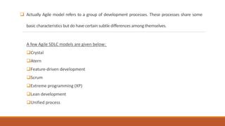 Agile Development Models IN SOFTWARE ENGINEERING PPTX