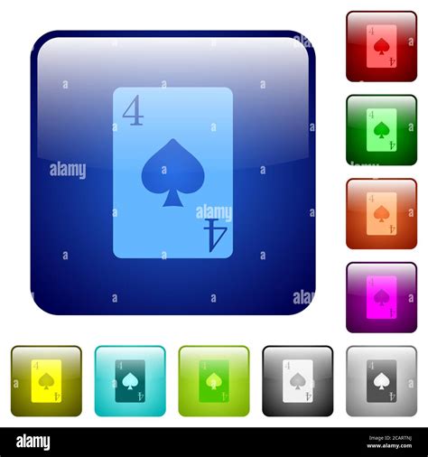 Four Of Spades Card Icons In Rounded Square Color Glossy Button Set Stock Vector Image And Art Alamy