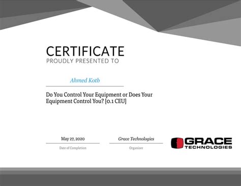 Certificate Of Completion Do You Control Your Equipment Or Does Your