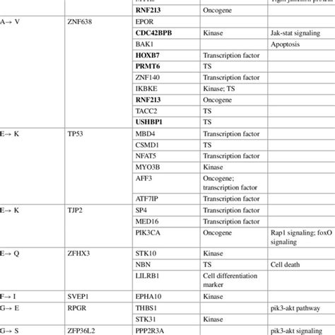 Frequency Of Mutations Observed In Different Driver And Passenger Genes