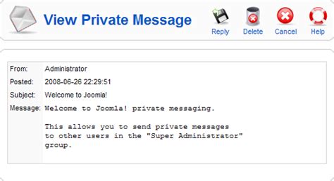Help15 Screen Messages Read 15 Joomla Documentation