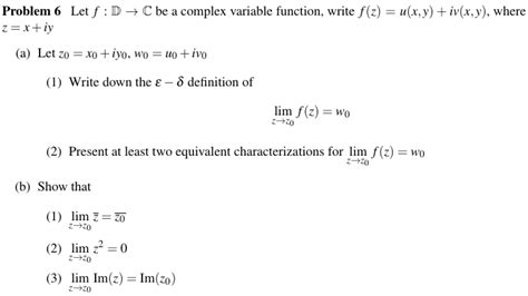 Solved Problem 6 Let Fd C Be A Complex Variable Function