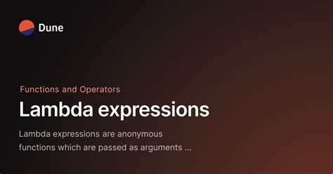 Lambda Expressions Dune Docs