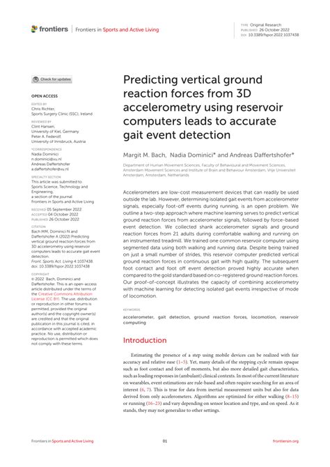 Pdf Predicting Vertical Ground Reaction Forces From 3d Accelerometry
