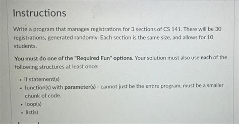 solved instructions write a program that manages