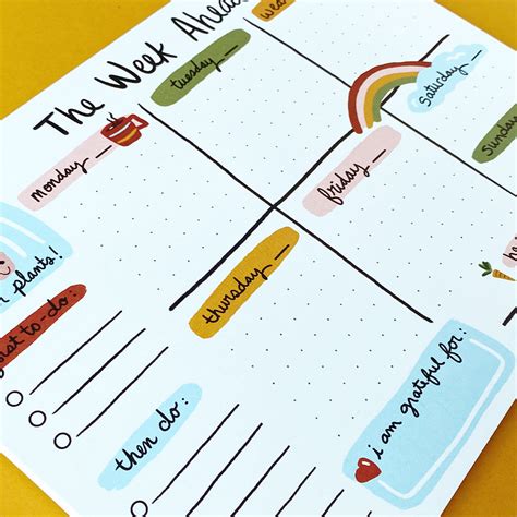 Week Ahead Notepad Planner Kat French Design