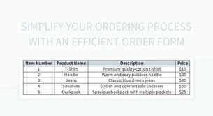 Editable Order Form Simplify Ordering Process Excel Template Free Download Pikbest