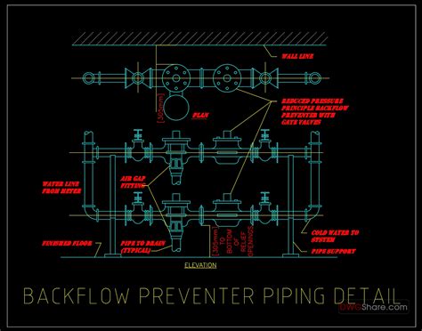 Backflow Preventer Piping Detail Autocad Drawing Dwg