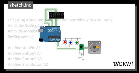 Step Motor With 4digits Display Wokwi Esp32 Stm32 Arduino Simulator