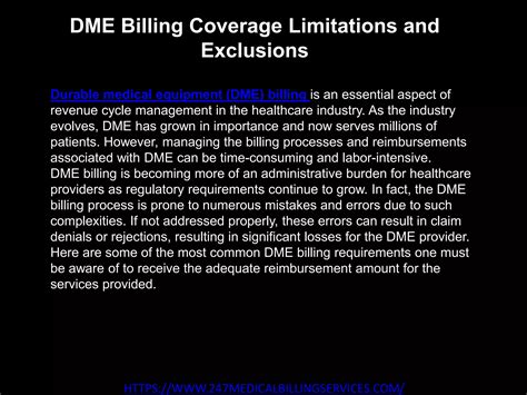 Dme Billing Coverage Limitations And Exclusions Pptx