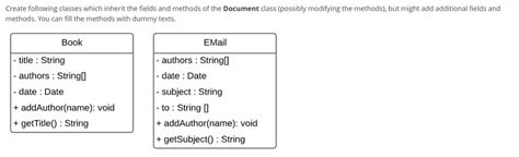 solved create following classes which inherit the fields and