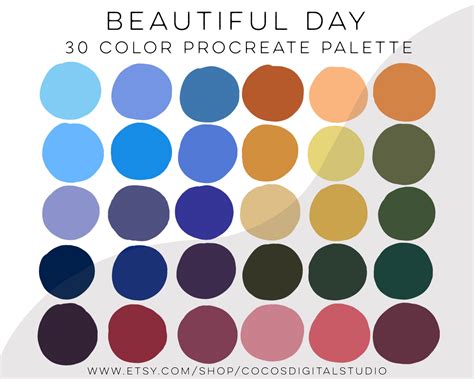 Beautiful Day Procreate Color Palette Bright Colors Bold Colors Procreate Tools Illustrations