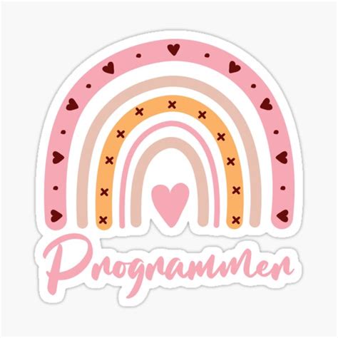 Programmer Boho Cute Pink Rainbow Mom Wife Coding Funny Computer Programmer Sticker For Sale