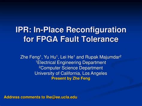 ppt ipr in place reconfiguration for fpga fault tolerance powerpoint