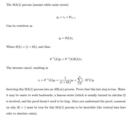 Solved The Ma1 Process Assume White Noise Errors
