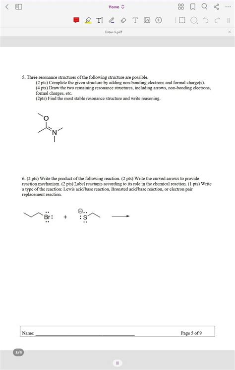 5 Three Resonance Structures Of The Following